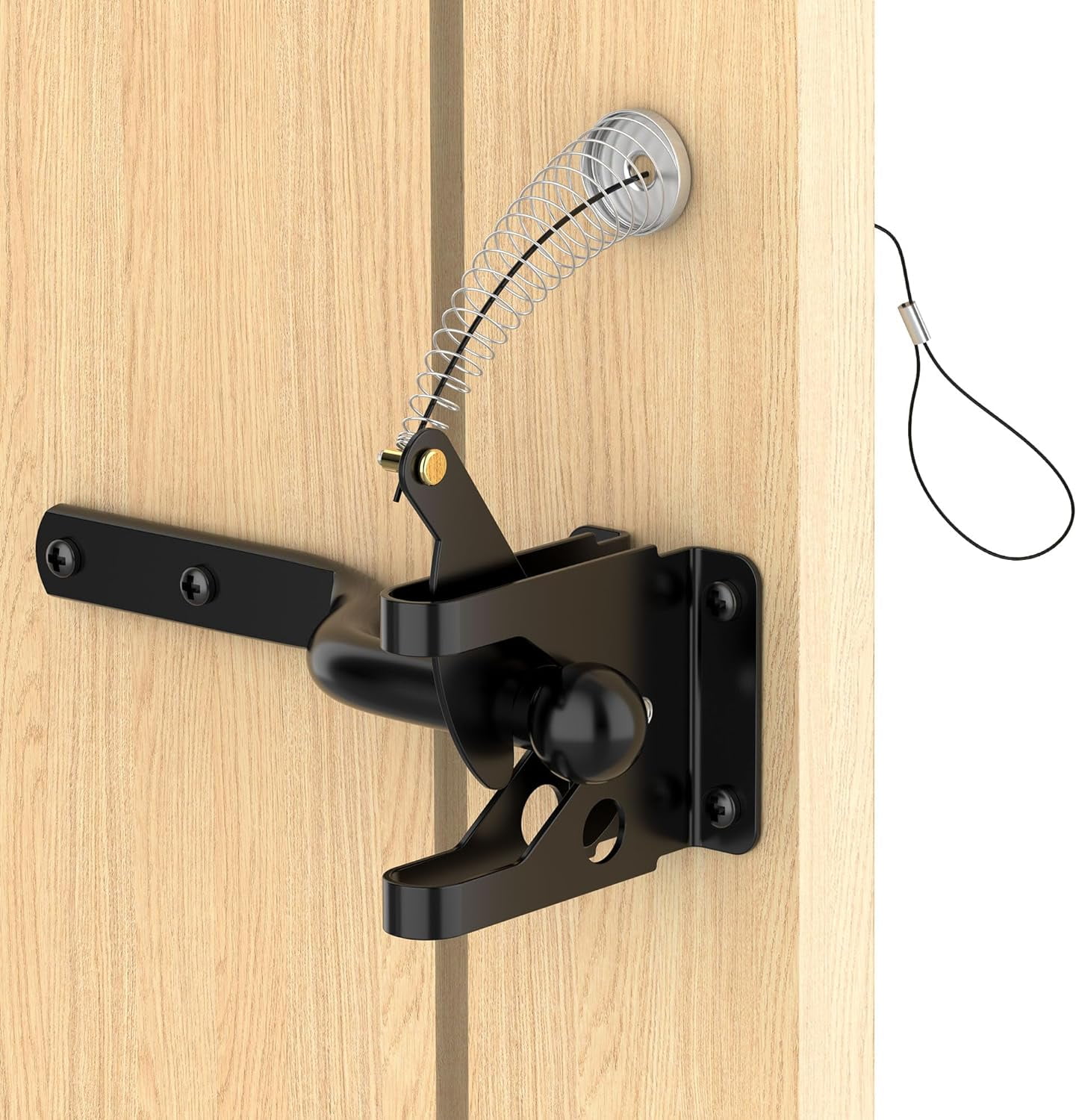 Self Locking Gate Latch with Spring Cable Pull, Automatic Lever Latch ...