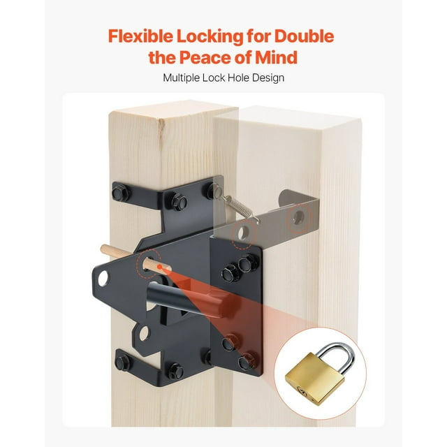 Self-Locking Metal Gate Latch Heavy Duty Auto Gravity Lever with Lock ...