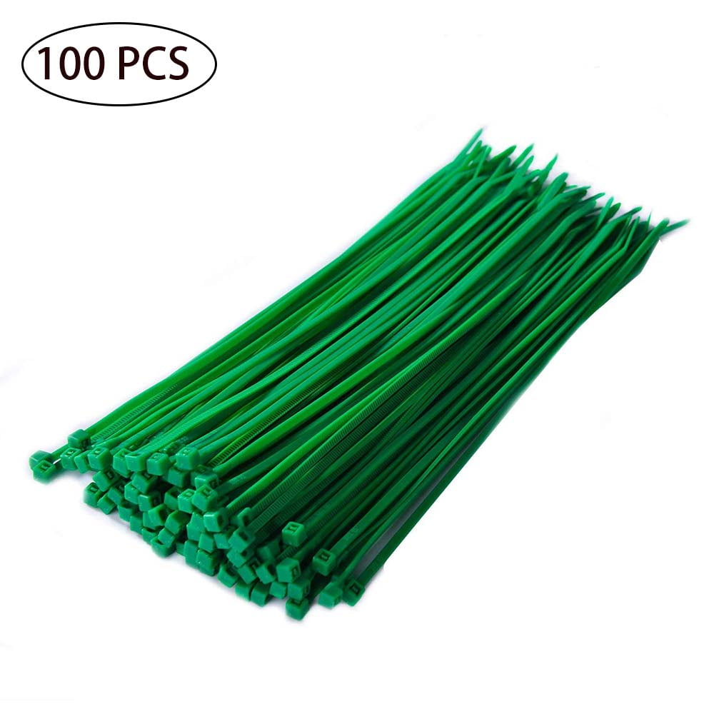 Self Locking Nylon Cable Ties, Durable Single-Use 8 Inch Green Cable ...