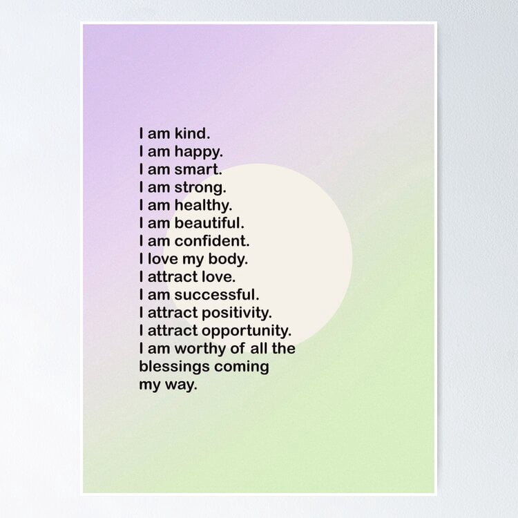 Self Love Affirmations In Purple & Green Poster- Unframed Poster | Wall ...
