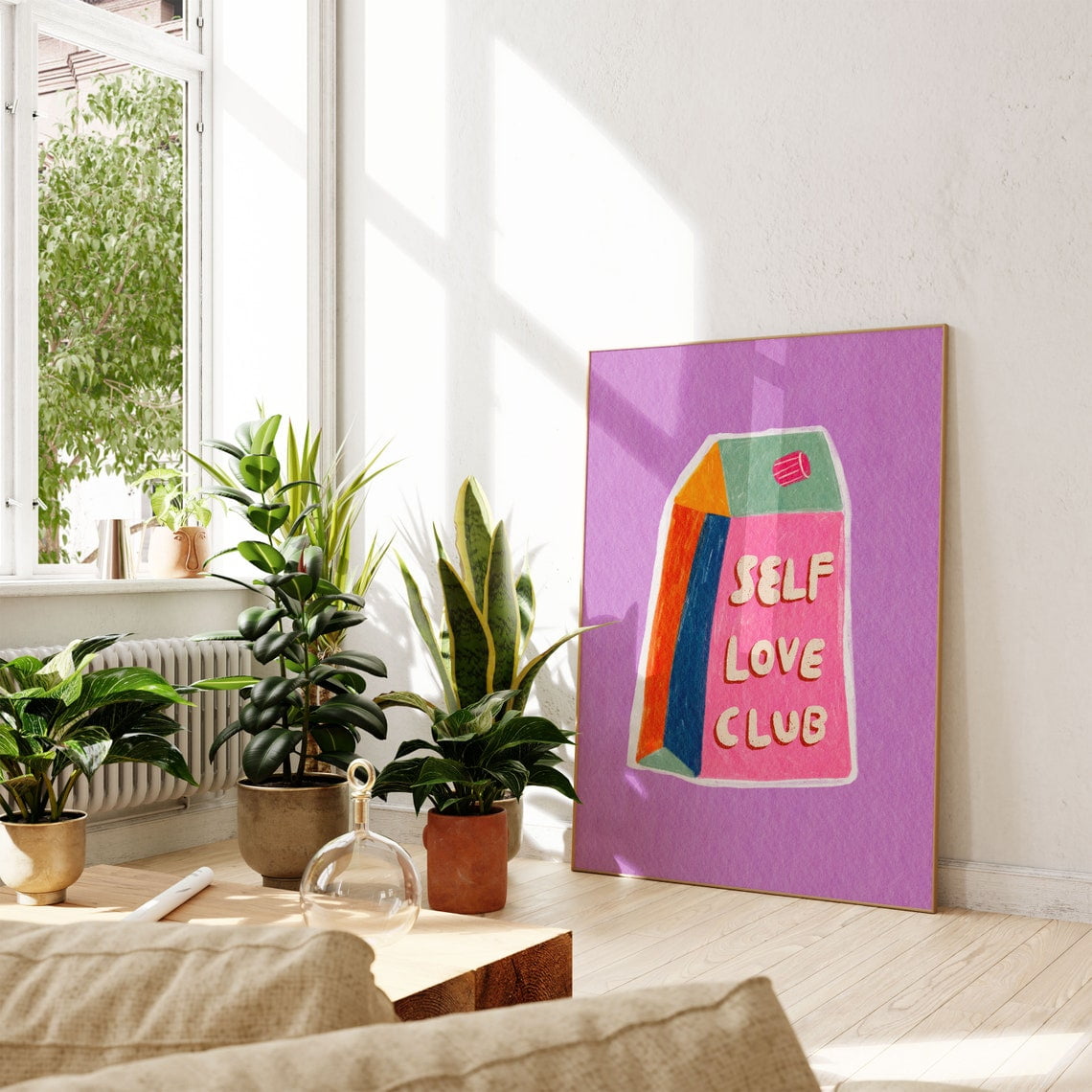 Self Love Club Pink Poster, Motivational Quotes Typography, Box Of Milk ...