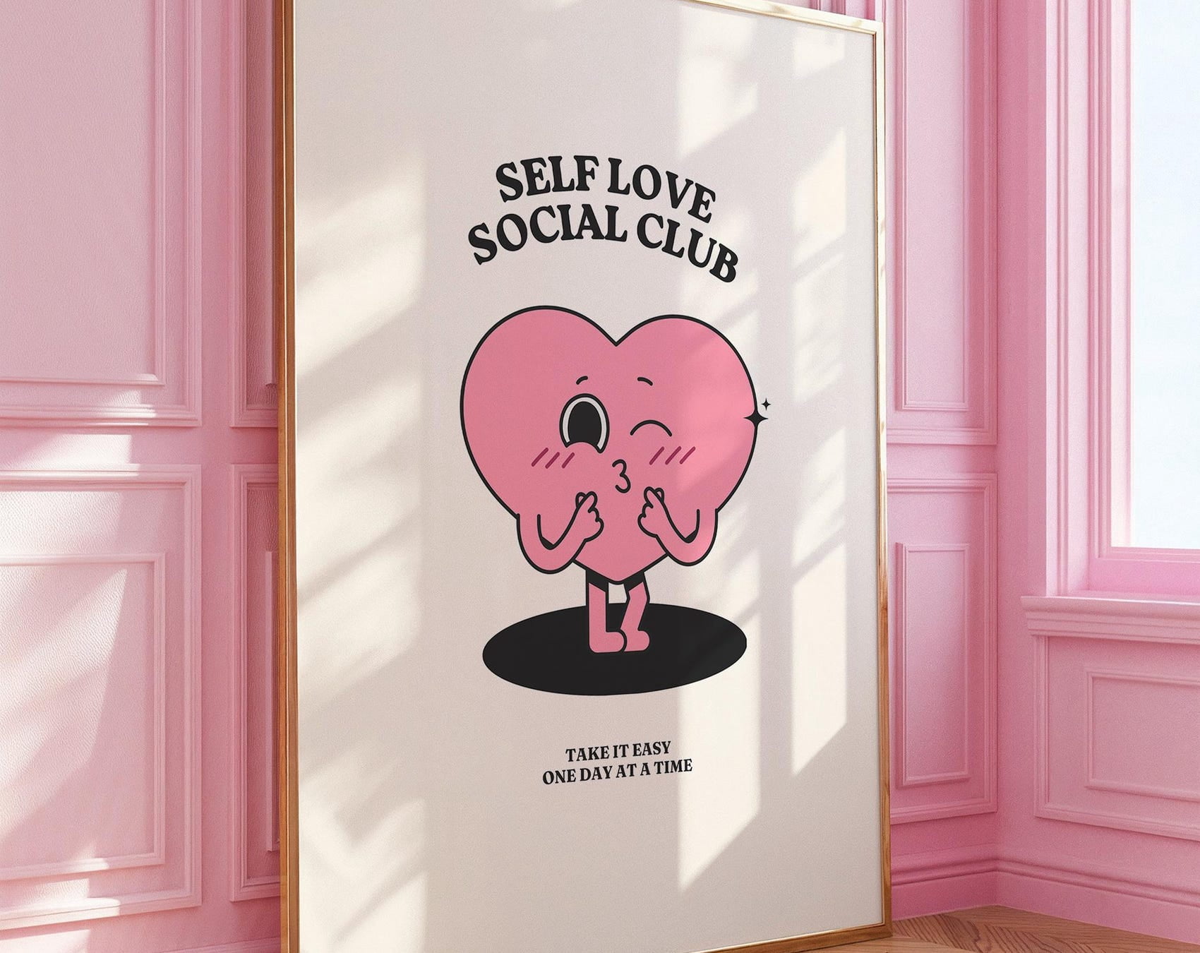 Self Love Social Club Wall Art Cute Heart Poster Positive Affirmation ...