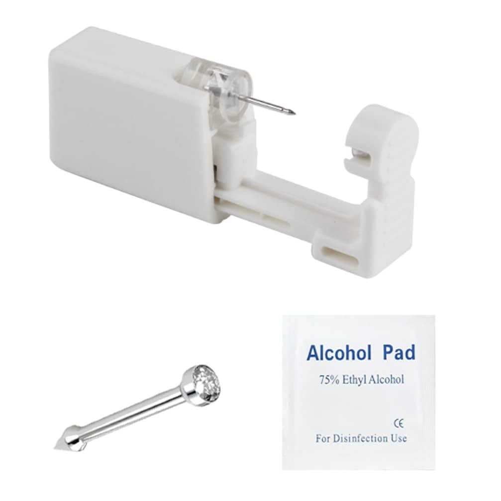 Self NOSE Piercing Gun Kits inside Piercing Rings Disposable Safety 1/ ...