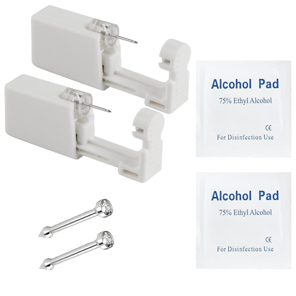 Self NOSE Piercing Gun Kits inside Piercing Rings Disposable Safety 1/ ...