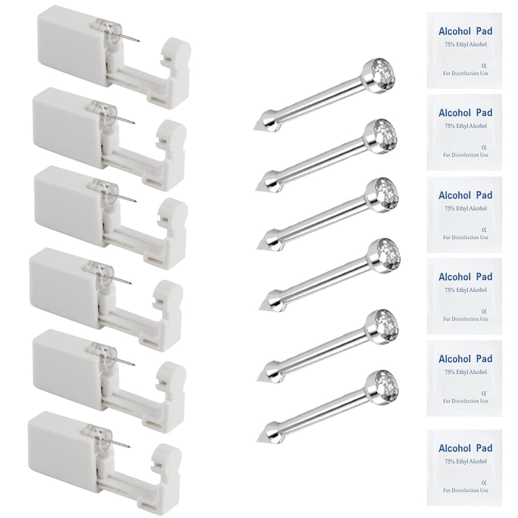 Self NOSE Piercing Gun Kits inside Piercing Rings Disposable Safety 1/ ...