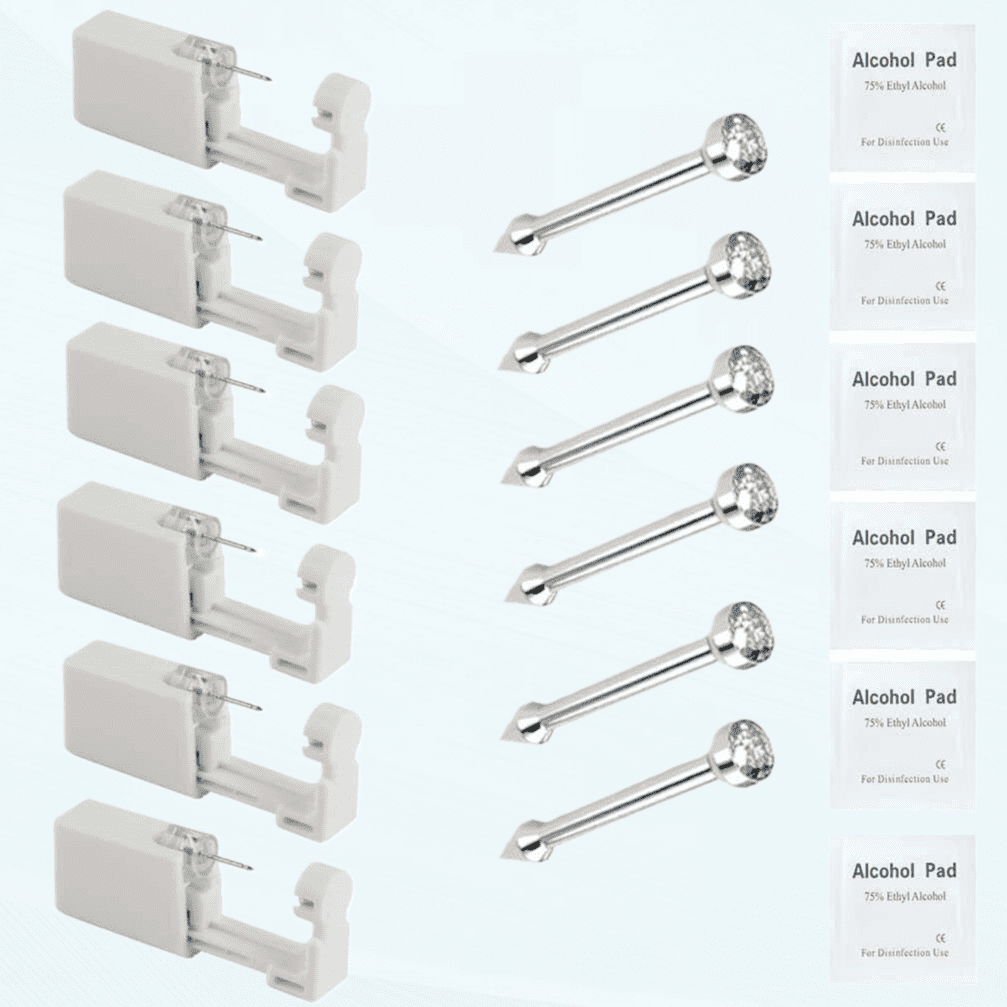 Self NOSE Piercing Gun Kits inside Piercing Rings Disposable Safety 1/ ...