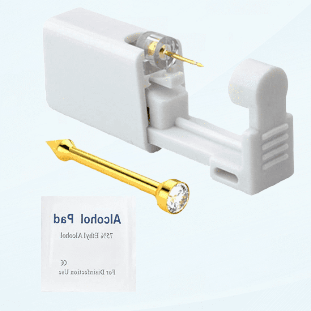 Self NOSE Piercing Gun Kits inside Yellow Gold Piercing Rings ...