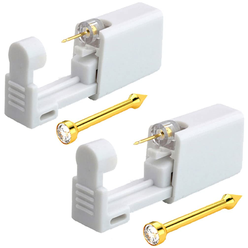 Self NOSE Piercing Gun Kits inside Yellow Gold Piercing Rings ...