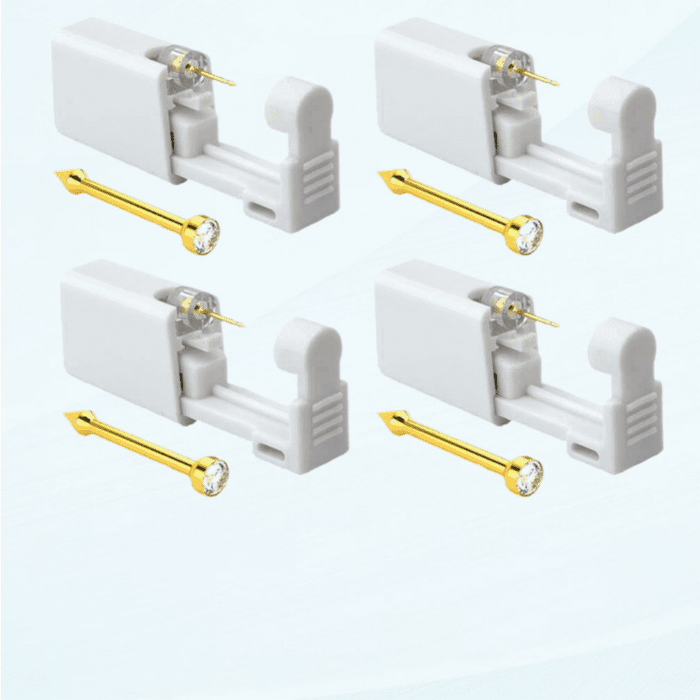 Self NOSE Piercing Gun Kits inside Yellow Gold Piercing Rings ...