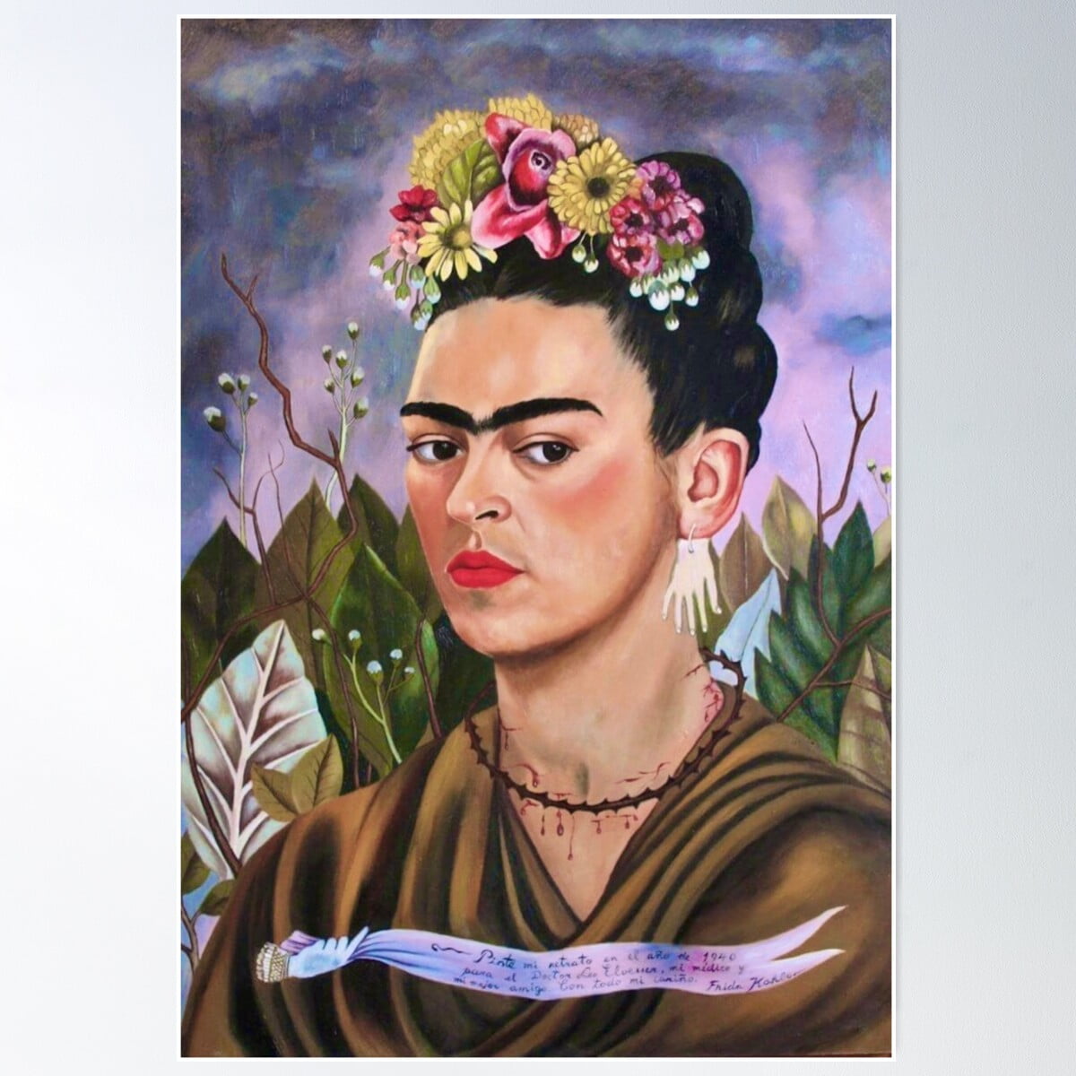 Self Portrait Dedicated To Dr Eloesser By Frida Kahlo Poster Wall Art ...
