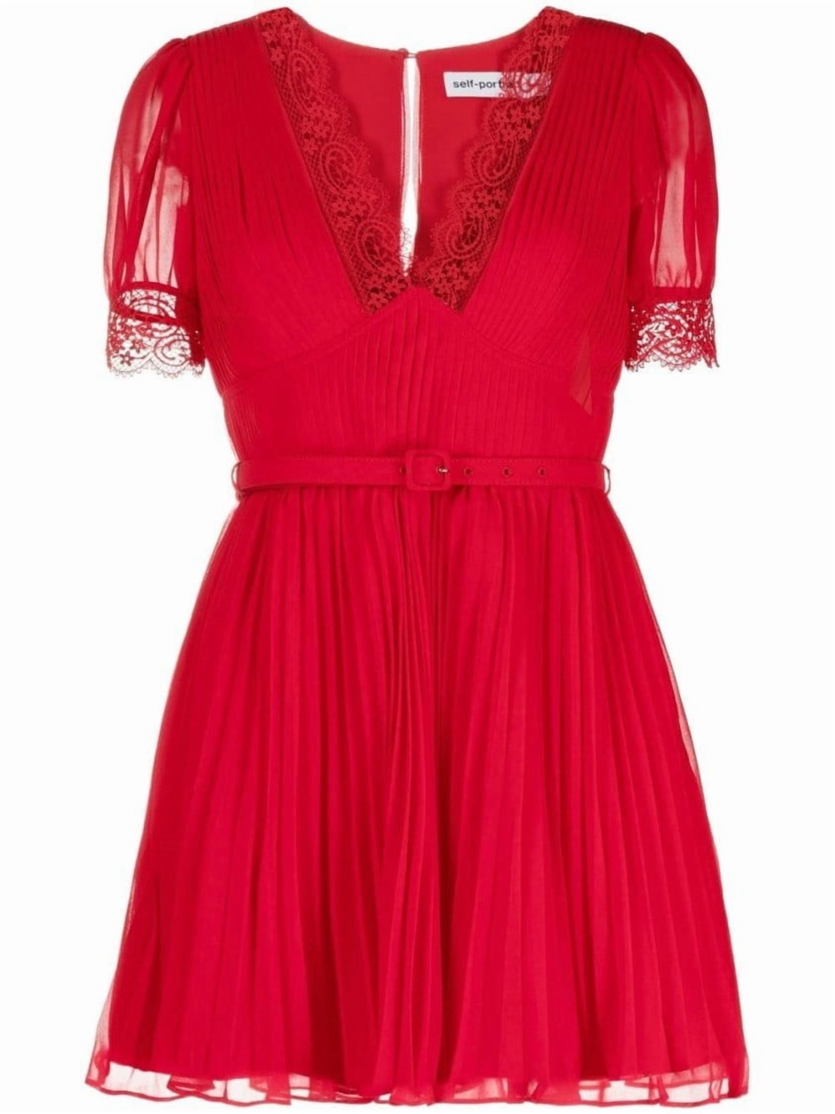 Self-Portrait Red Chiffon Mini Dress (Women's) - Walmart.com