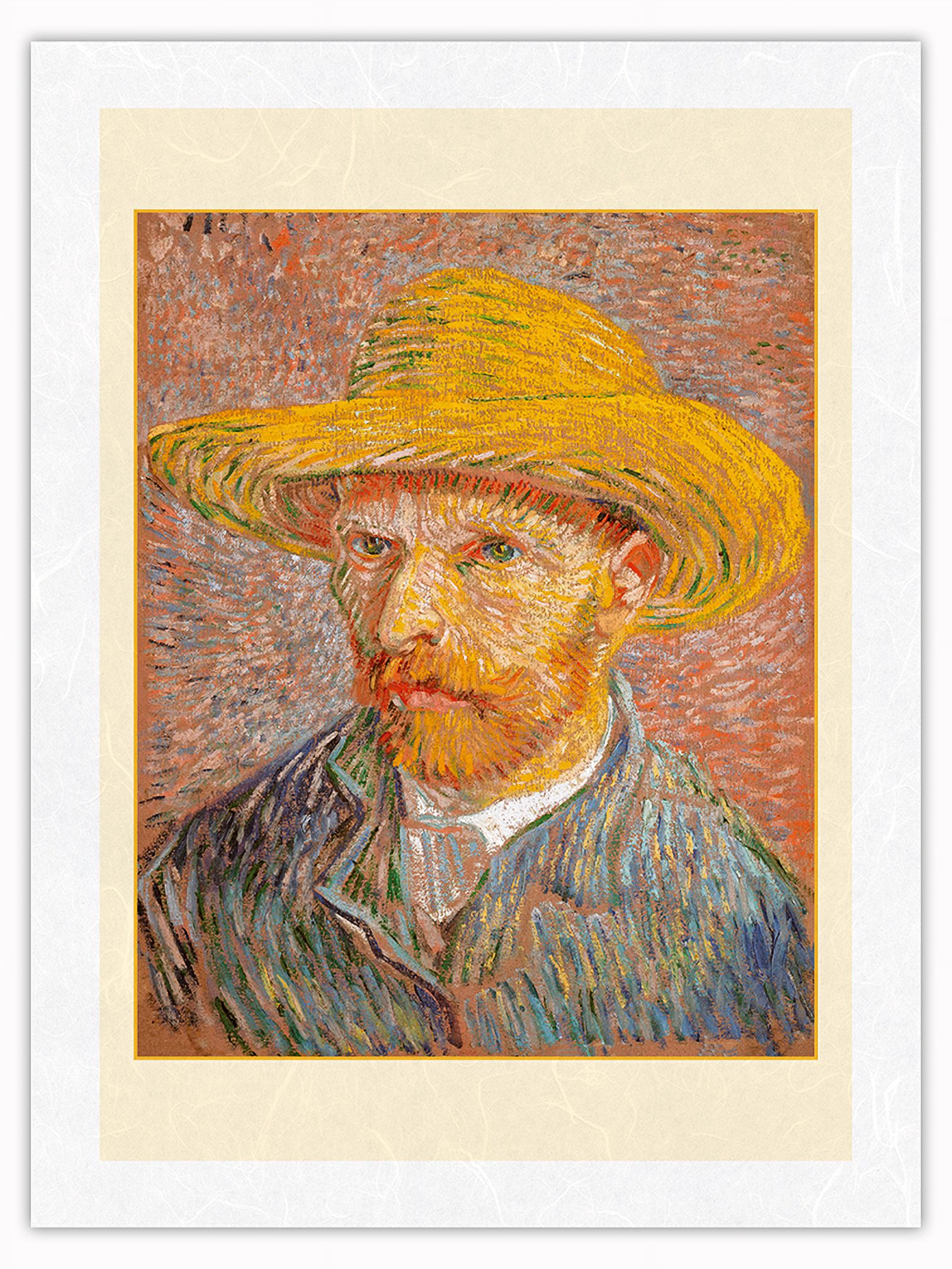 Self-Portrait with a Straw Hat - From an Original Color Painting by Vincent Van Gogh c.1887 ...