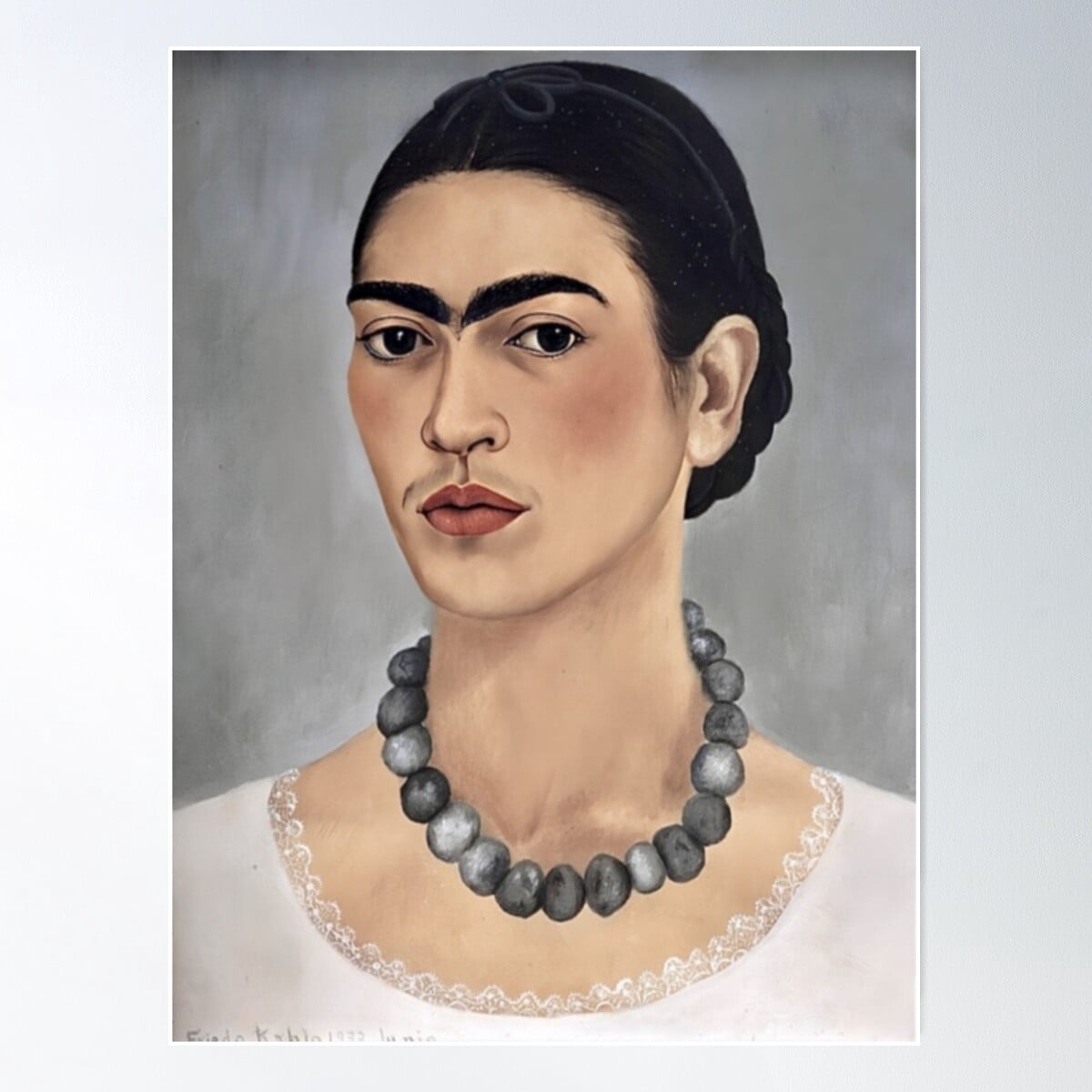Self Portrait With Necklace By Frida Kahlo Poster Wall Art, Modern Wall ...