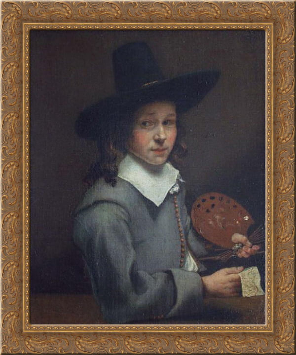 Self-Portrait as a Boy 24x20 Gold Ornate Wood Framed Canvas Art by ...