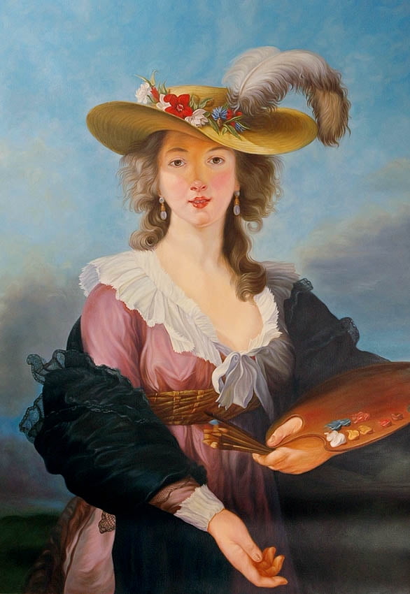 Self Portrait in a Straw Hat - Oil Painting on Canvas - Walmart.com