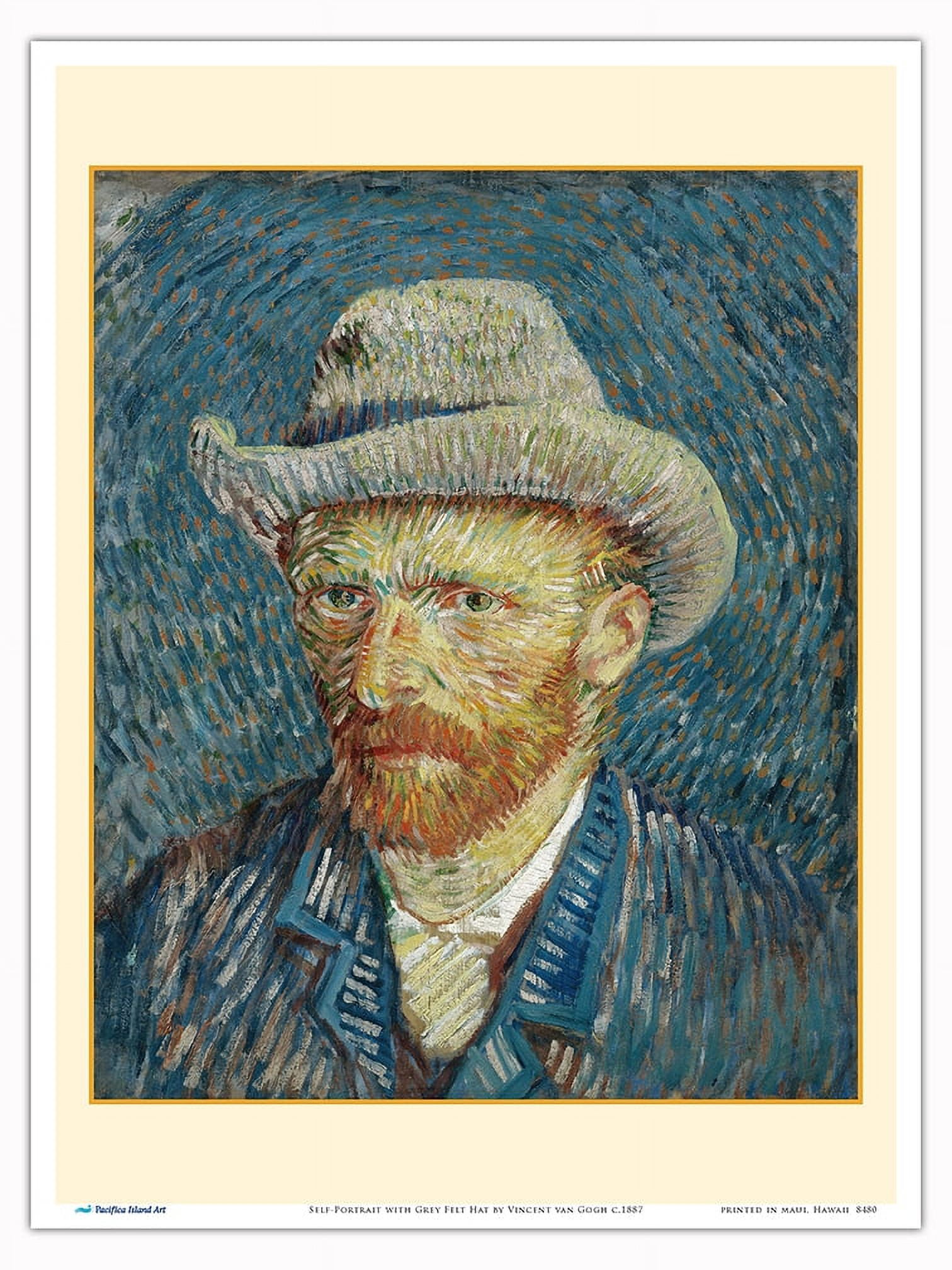 Self-Portrait with Grey Felt Hat - From an Original Color Painting by ...