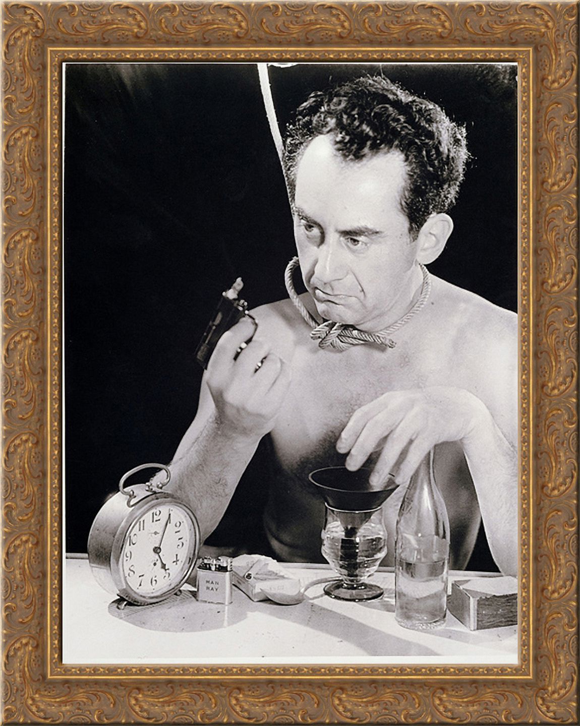 Self Portrait with Gun 20x24 Gold Ornate Wood Framed Canvas Art by Ray ...