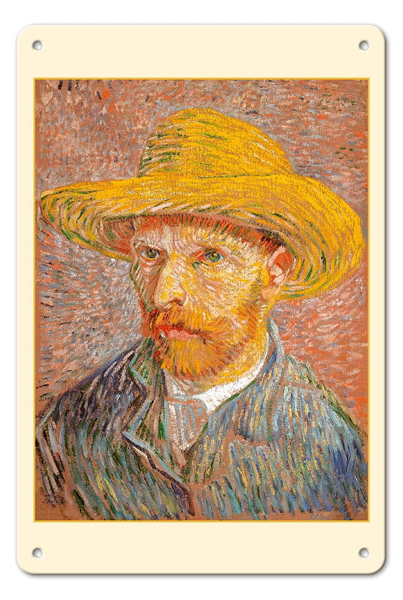 Self-Portrait with a Straw Hat - From an Original Color Painting by ...