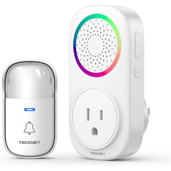 Self-Powered Wireless Doorbell Kit - Plug-Through Door Bell with RGB ...