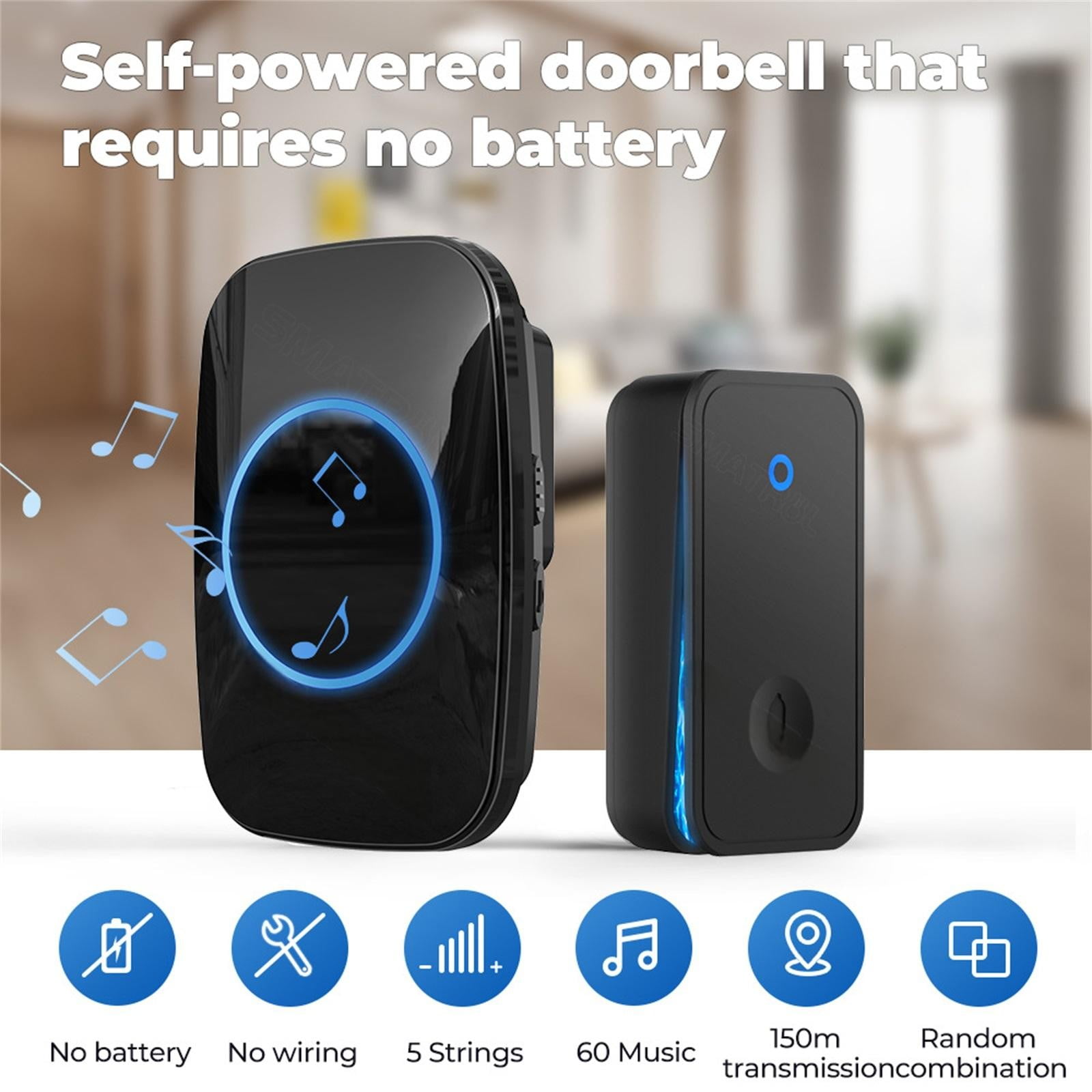 Self Powered Wireless Household Doorbell Ac Musical Chime & Elderly ...