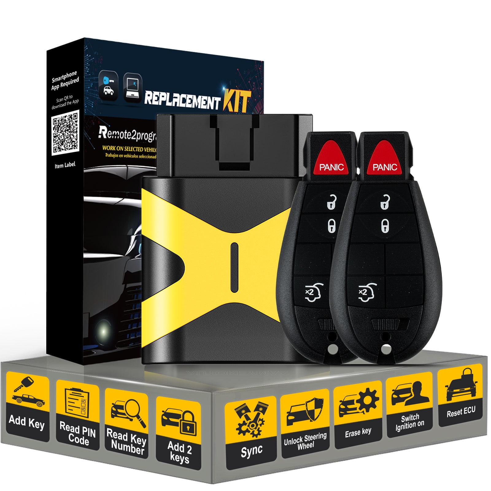 Self Programmable Car Key Control/ADD 2 Keys/Paring Smartphone APP ...