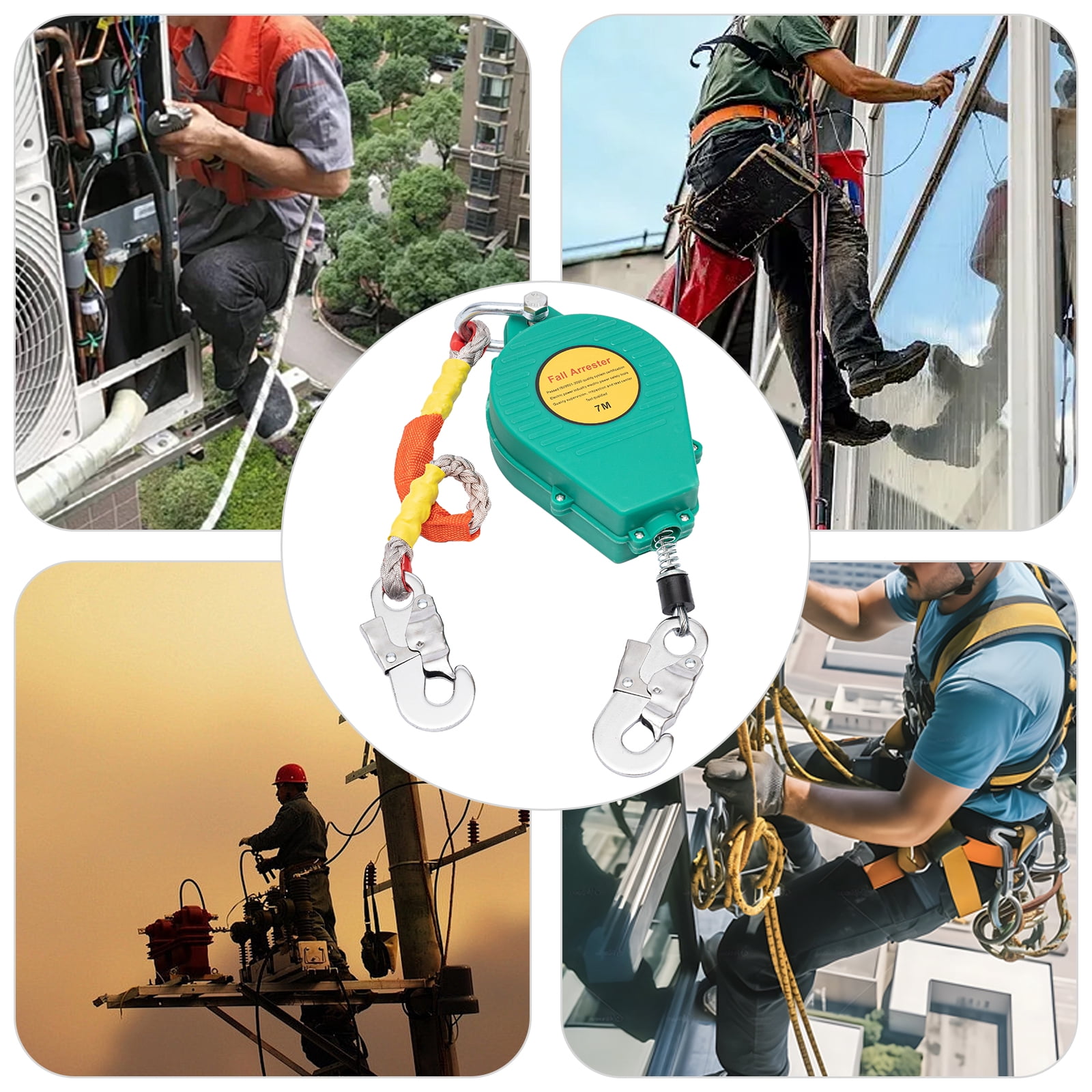 Self Retracting Lifeline 23FT, Heavy Duty Fall Protection Safety Cable ...