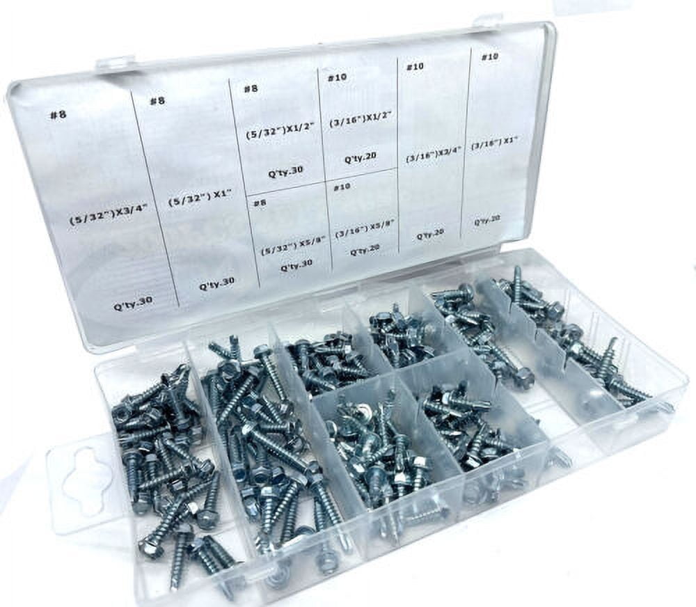 Self Screws Assortment Set #8 #10 Hex Head Self Drilling Tapping TEK ...