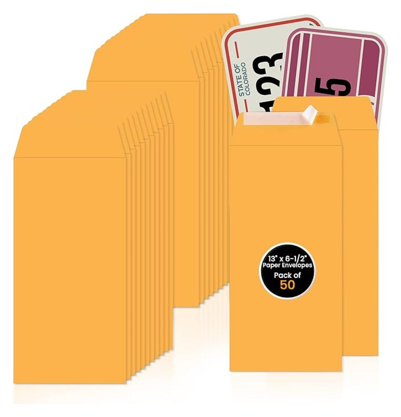 Self-Seal License Plate Mailing Envelopes – 13" x 6-1/2" Paper ...