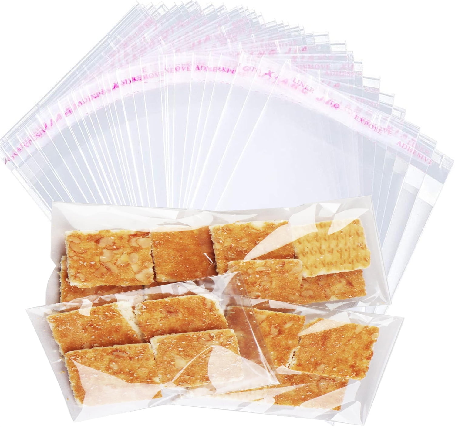 Self Sealing Cookie Bags,Clear Cellophane Bags with Seal,5x7 Inch Clear ...