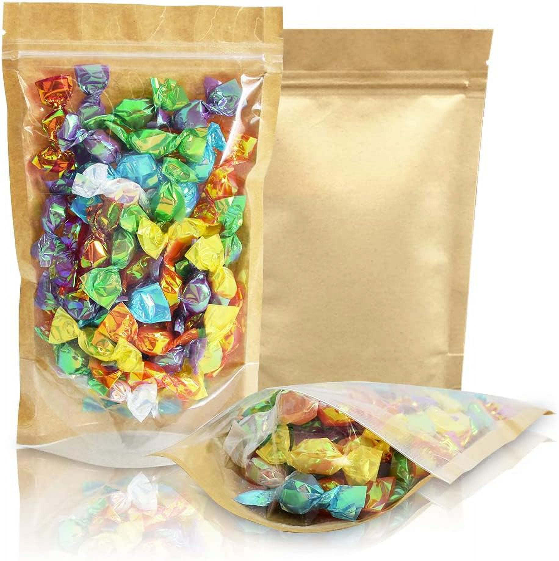 Self-Sealing Resealable Kraft Paper Plastic Bags | Reusable Stand Up ...