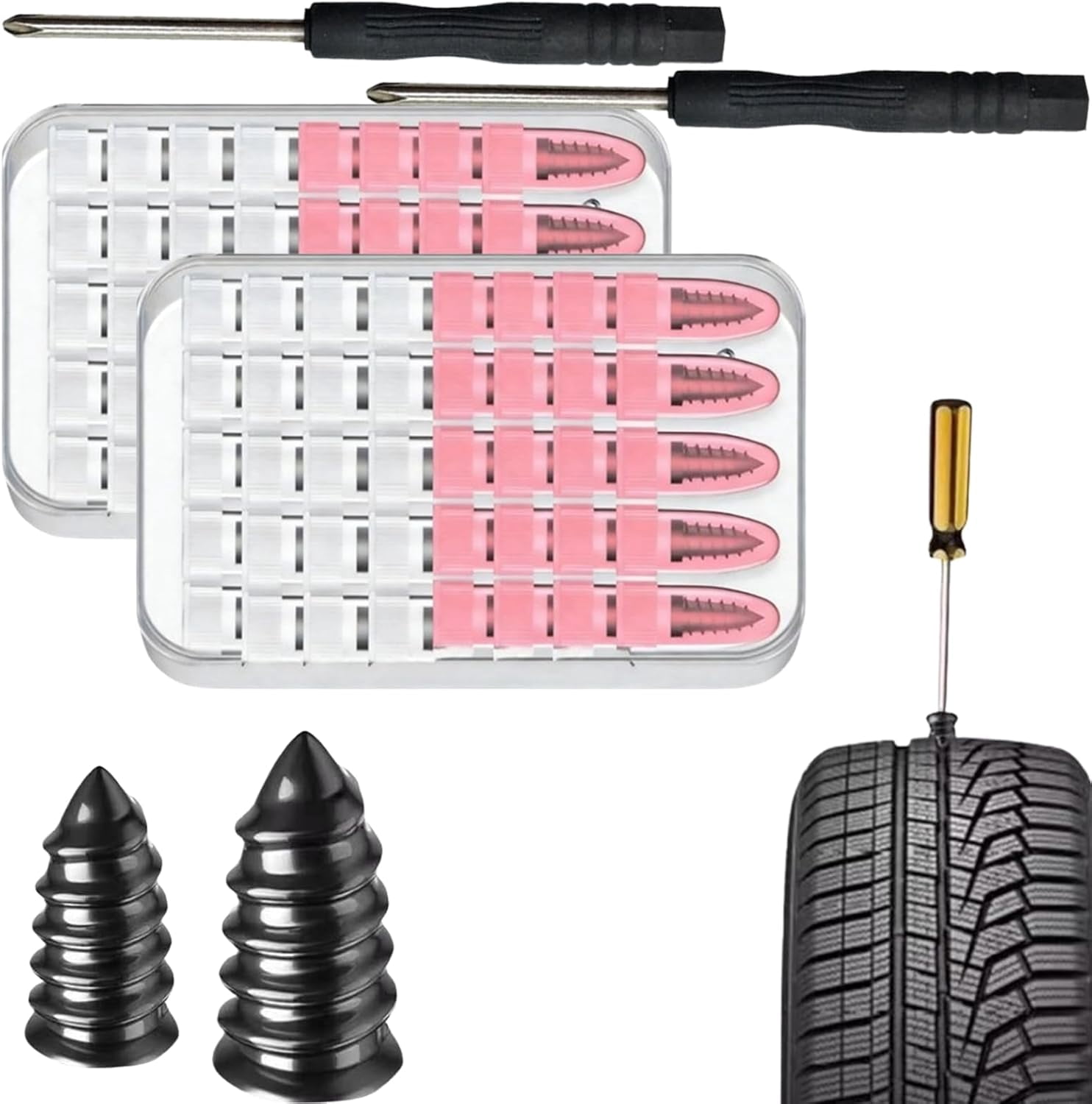 Self Sealing Tire Repair Screws,Tire Repair Rubber Nails Kit with 2 ...