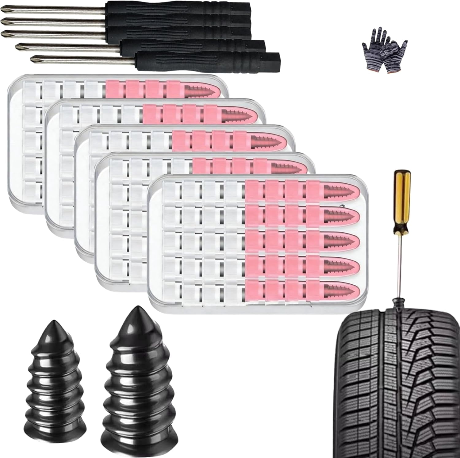 Self SealingTire Repair Screws,Tire Repair Rubber Nails Kit with 2 ...