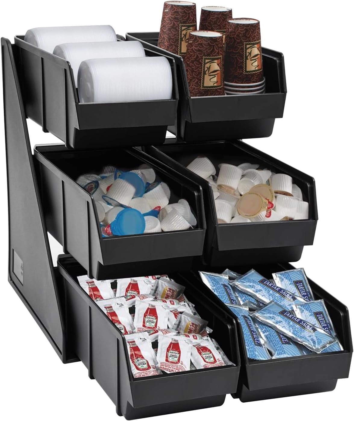 Self Serve Condiment Bin,3 Tier 6 Compartment Condiment Organizer ...