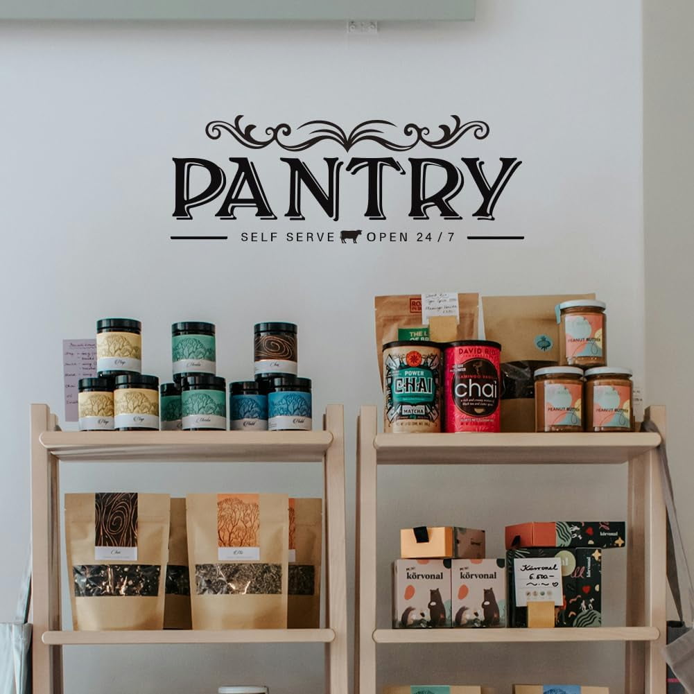 Self Serve Pantry Wall Stickers Open 24/7 Wall Decals Art Lettering ...
