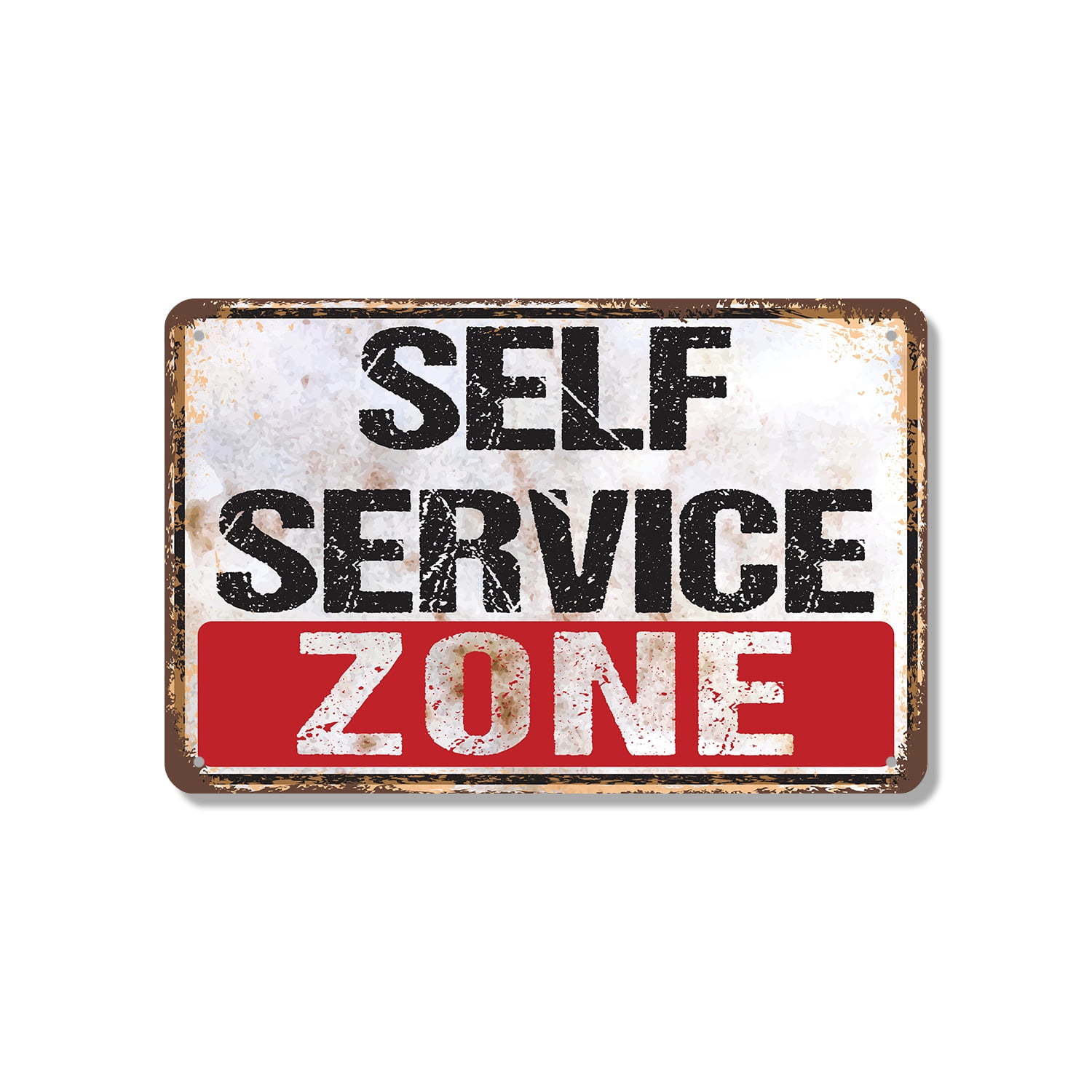 Self Service Zone Vintage Style 12 Inch x 18 Inch Novelty Aluminum ...