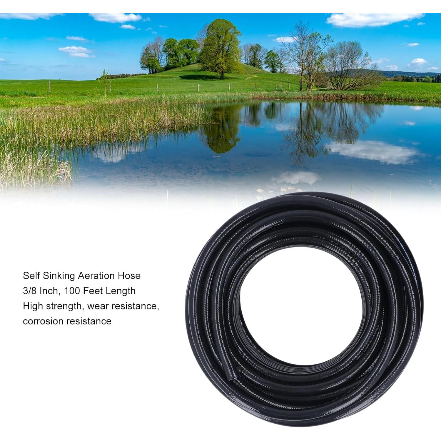 Self Sinking Aeration Hose, 100 Feet 3/8 Inch Pond Aerator Hose Kit ...