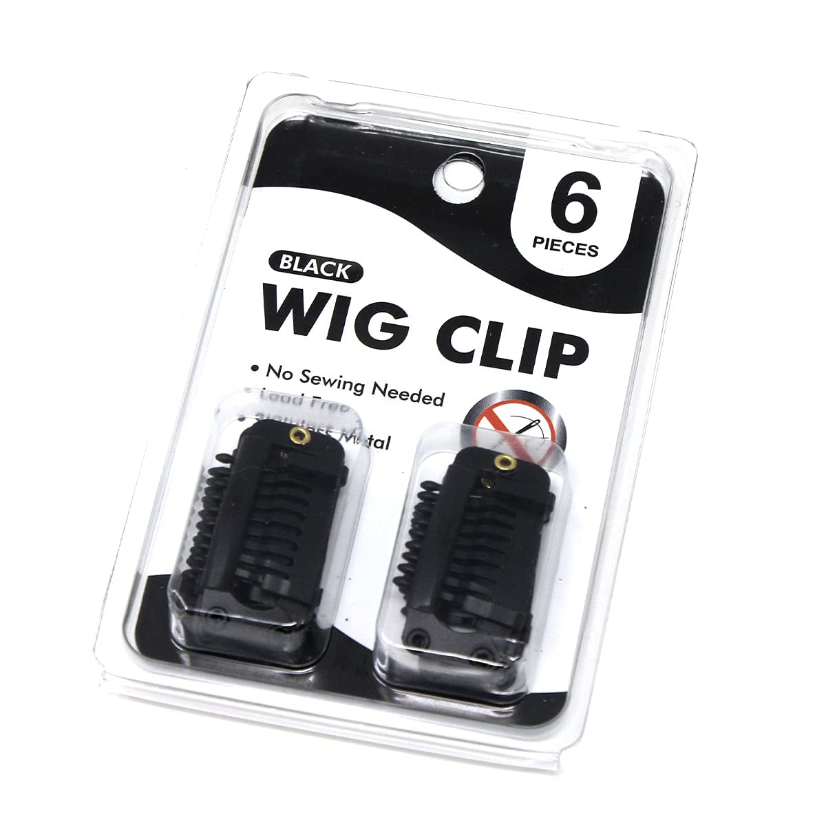 Self Snap On Wig Clip 6PCS (Black), Made in Korea and No Sewing Needed ...