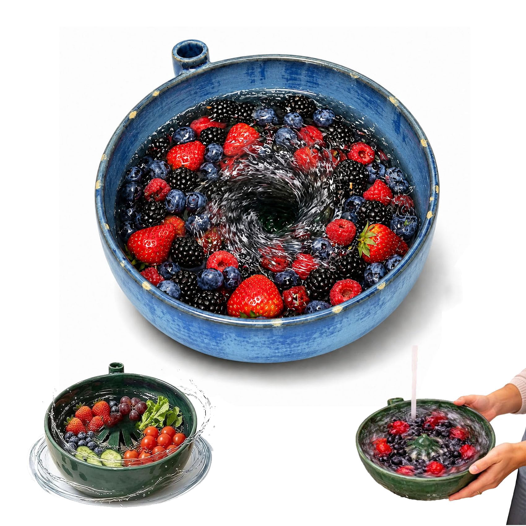 Self-Spinning Fruit Washer Colander with Handle - Walmart.com