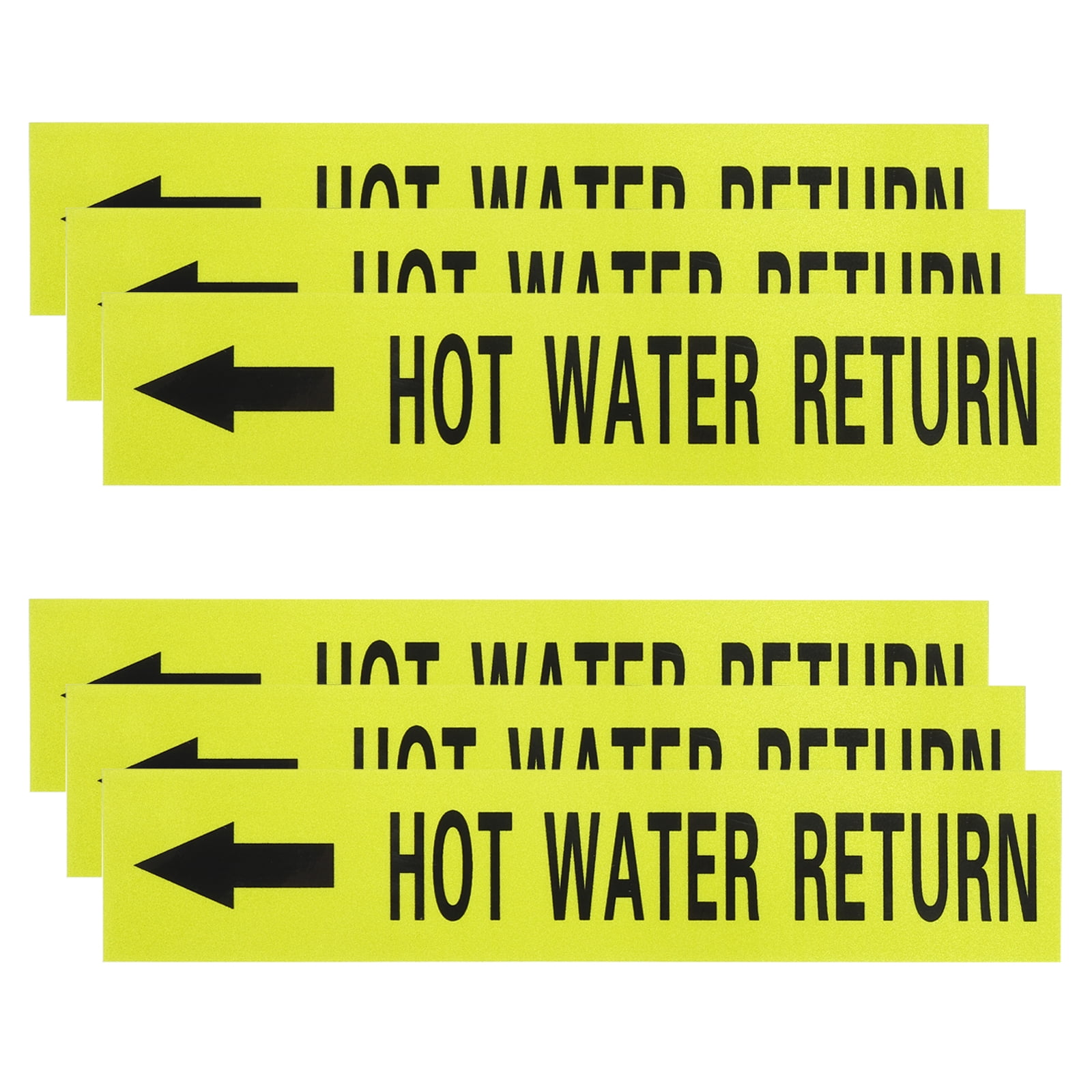 Self-Stick HOT WATER RETURN Pipe Marker Pipe Flow Arrow Labels 1-3/5"x8 ...