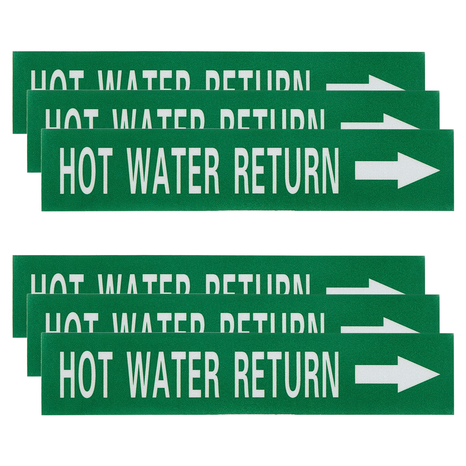 Self-Stick HOT WATER RETURN Pipe Marker Pipe Flow Arrow Labels 1-3/5"x8 ...