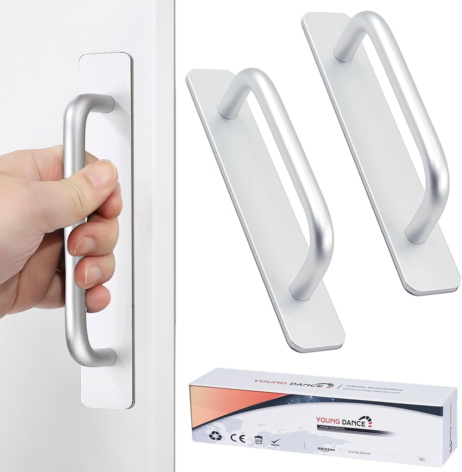 Self-Stick Instant Cabinet Handles - 2pcs Aluminum Alloy Drawer Pulls ...