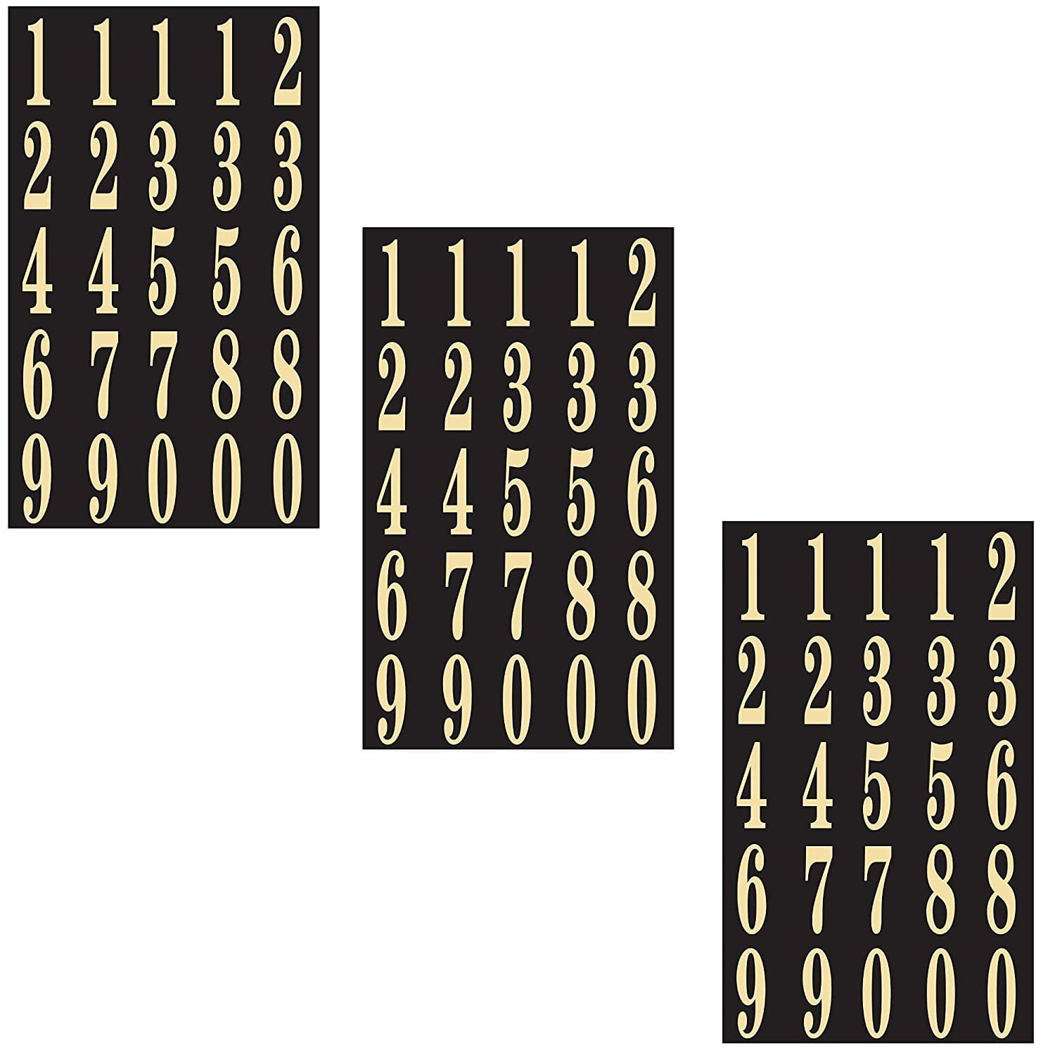 Self-Stick Numbers, 2" Black & Gold, 3 Pack - Walmart.com