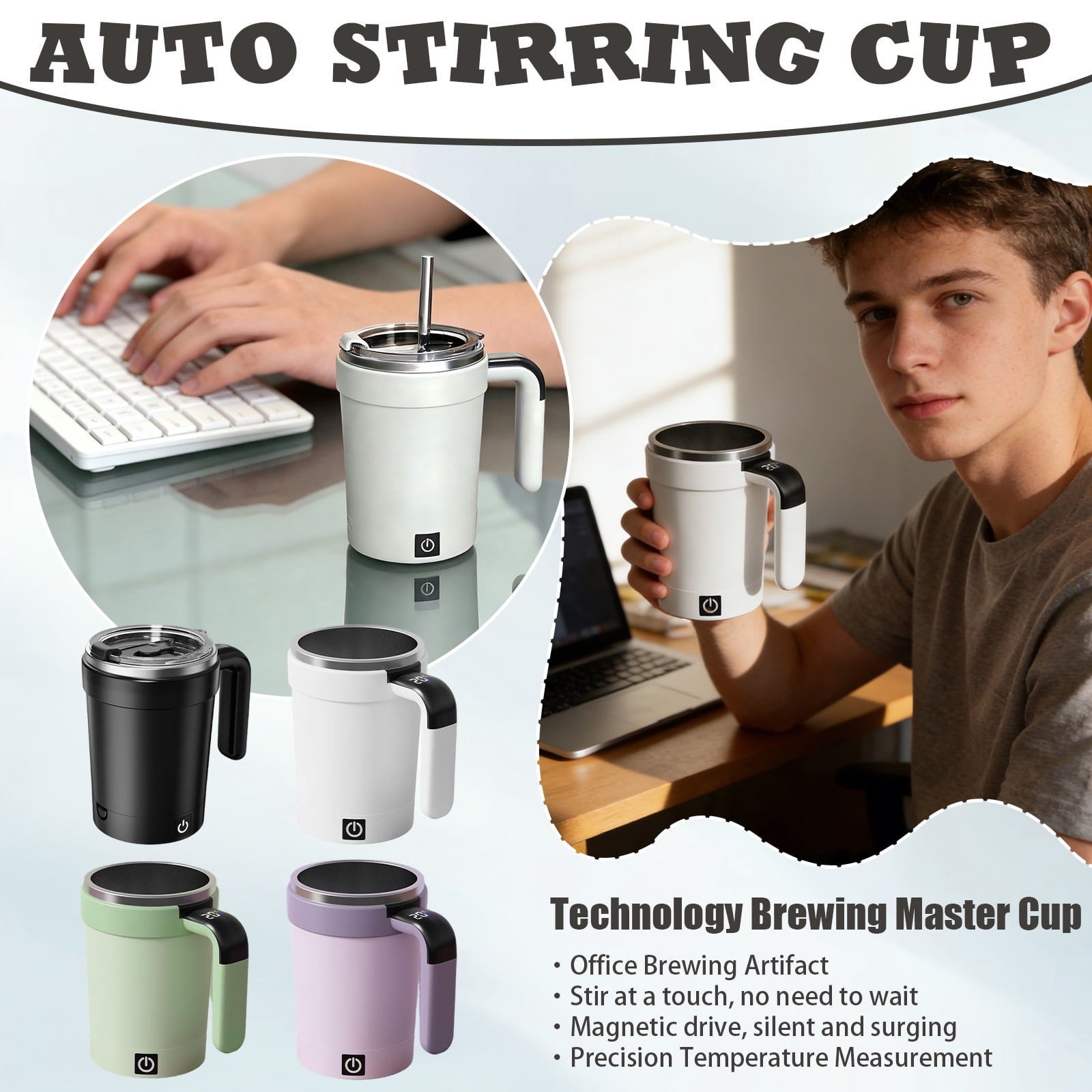 Self Stirring Coffee Mug, 2026 New Automatic Magnetic Stirring Coffee ...