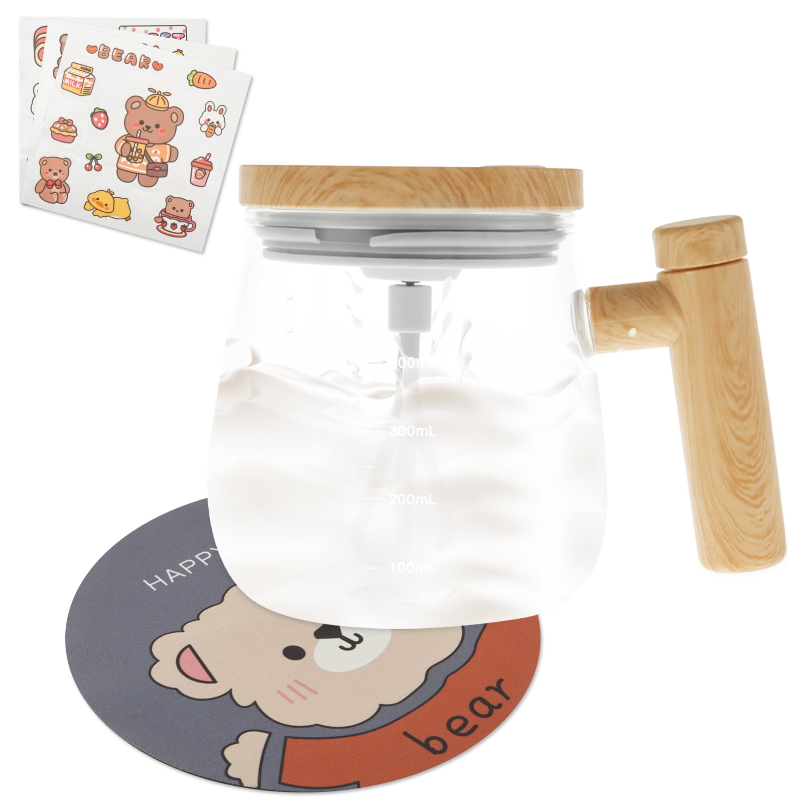 Self Stirring Mug 400ml Glass Self Stirring Coffee Mug with Lid and ...