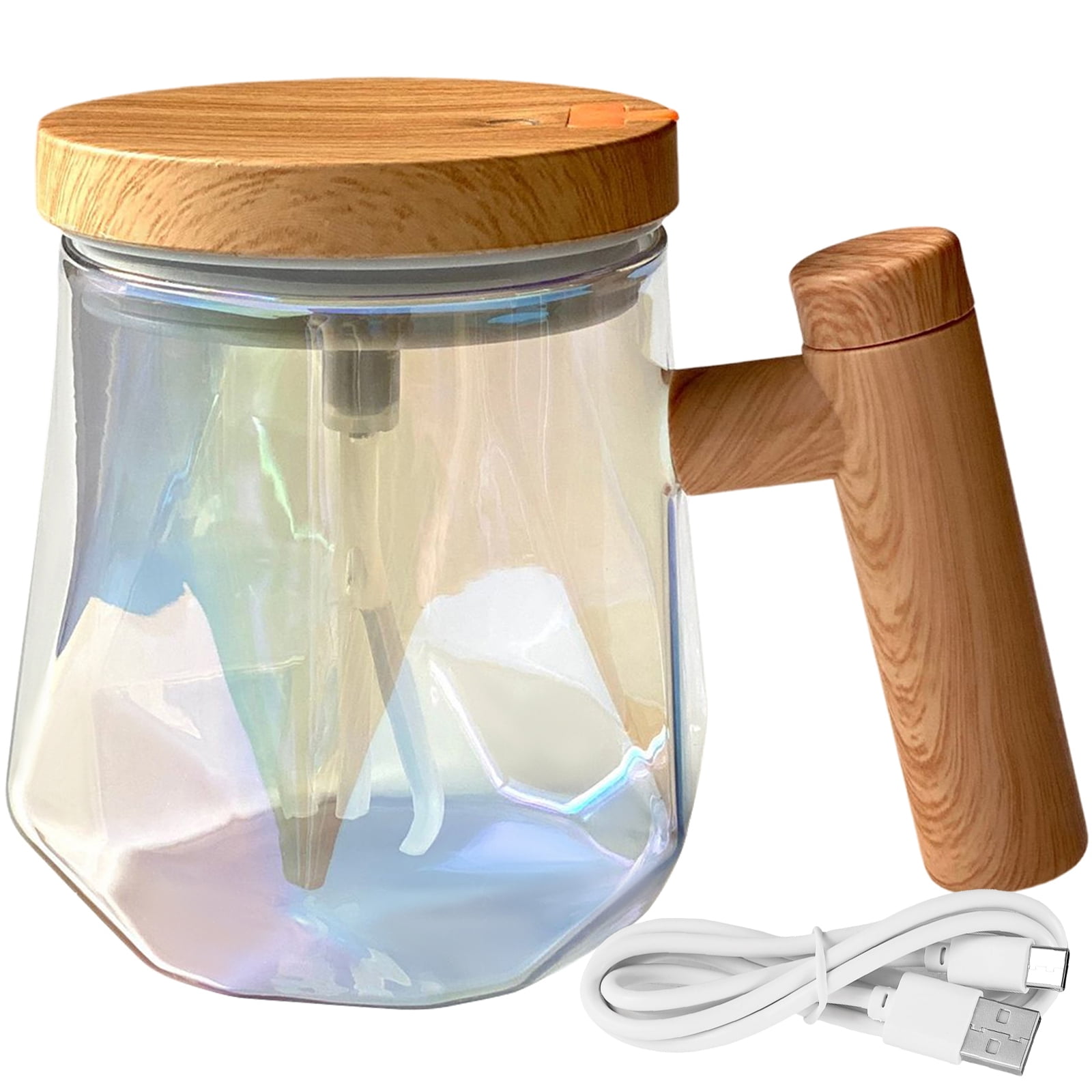 Self Stirring Mug Clear Glass Self Mixing Mug 320mAh Rechargeable Self ...