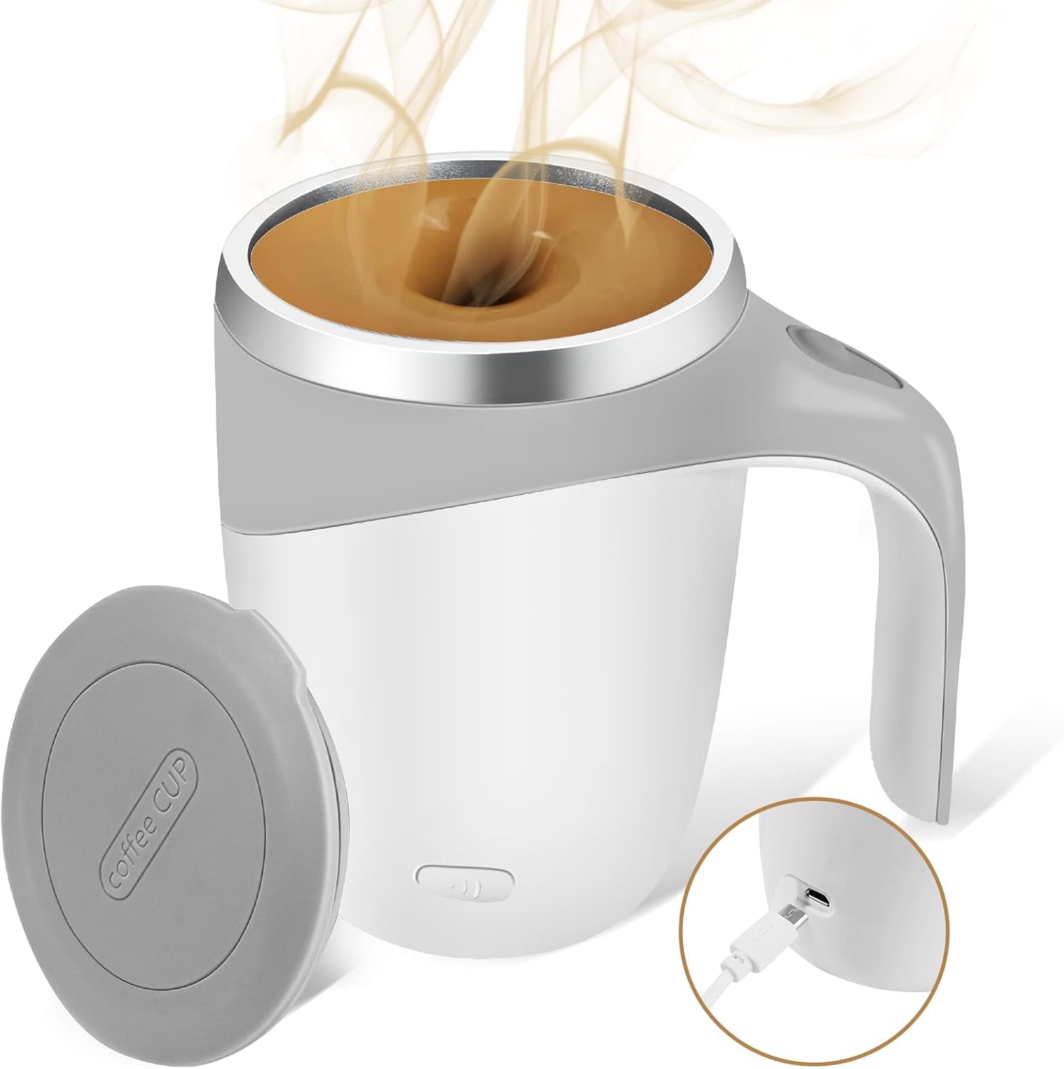 Self Stirring Mug,Rechargeable automatic magnetic Self stirring coffee ...