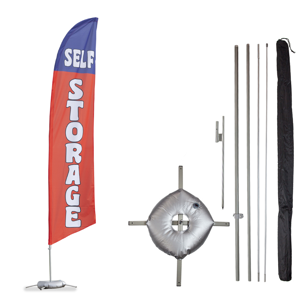 Self Storage Feather Flag Kit - 13.5ft Swooper Flag with Pole Set ...