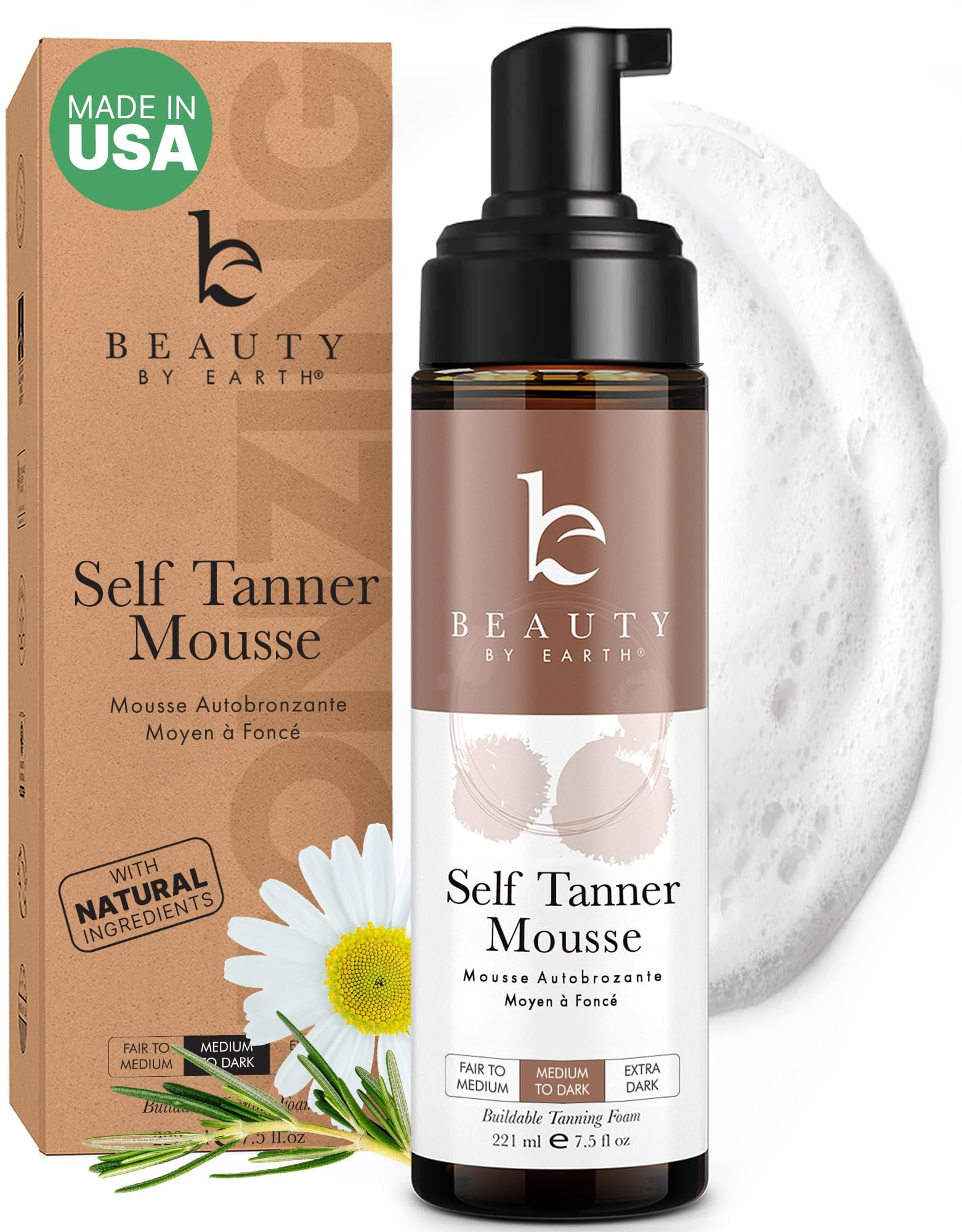 Self Tanner Mousse - USA Made with Natural & Organic Ingredients, Self ...