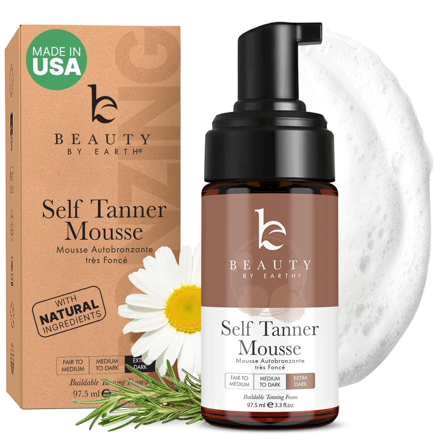 Self Tanner Mousse - USA Made with Natural & Organic Ingredients, Self ...