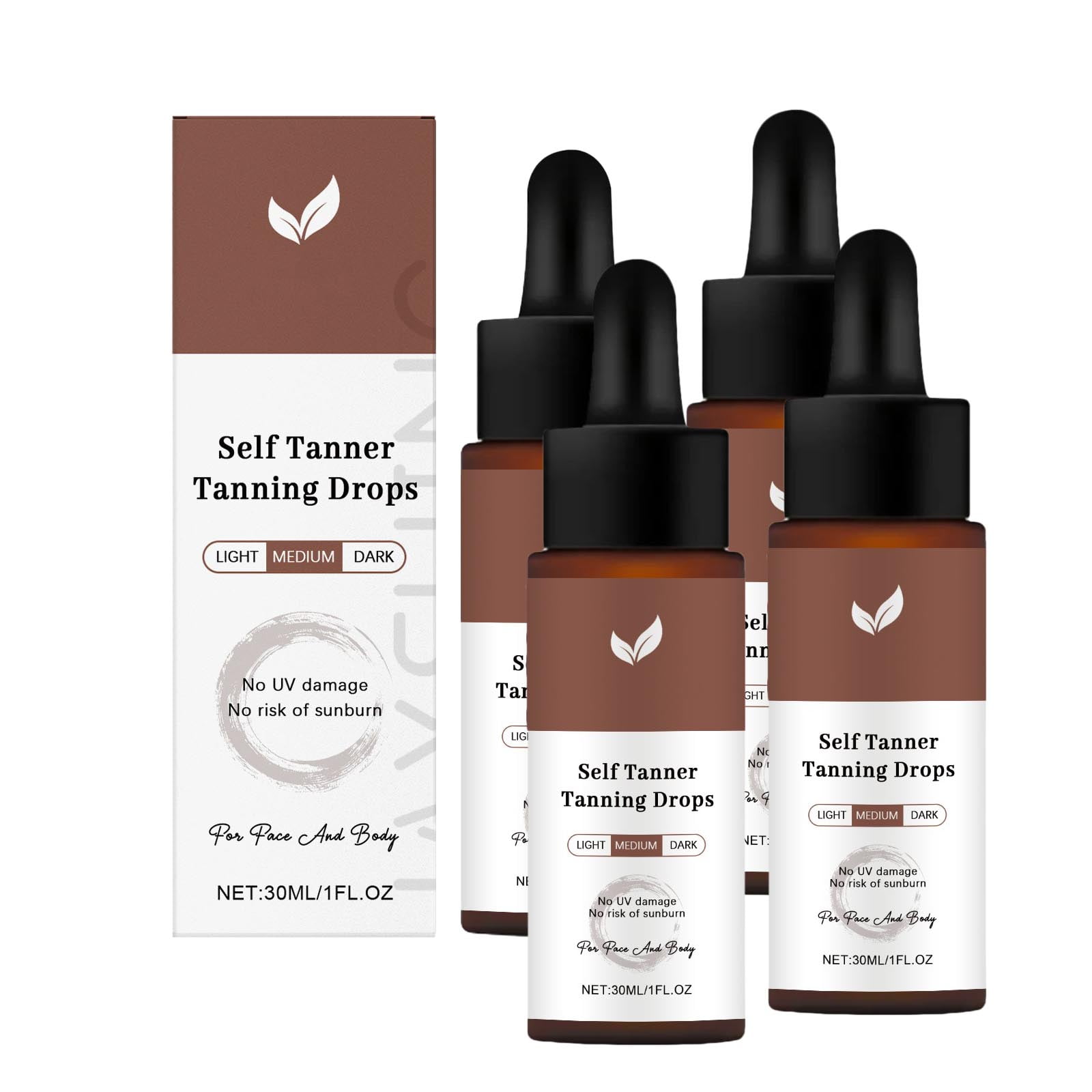 Self Tanning Drops - Natural & Organic Ingredients, Medium Face Tanning ...
